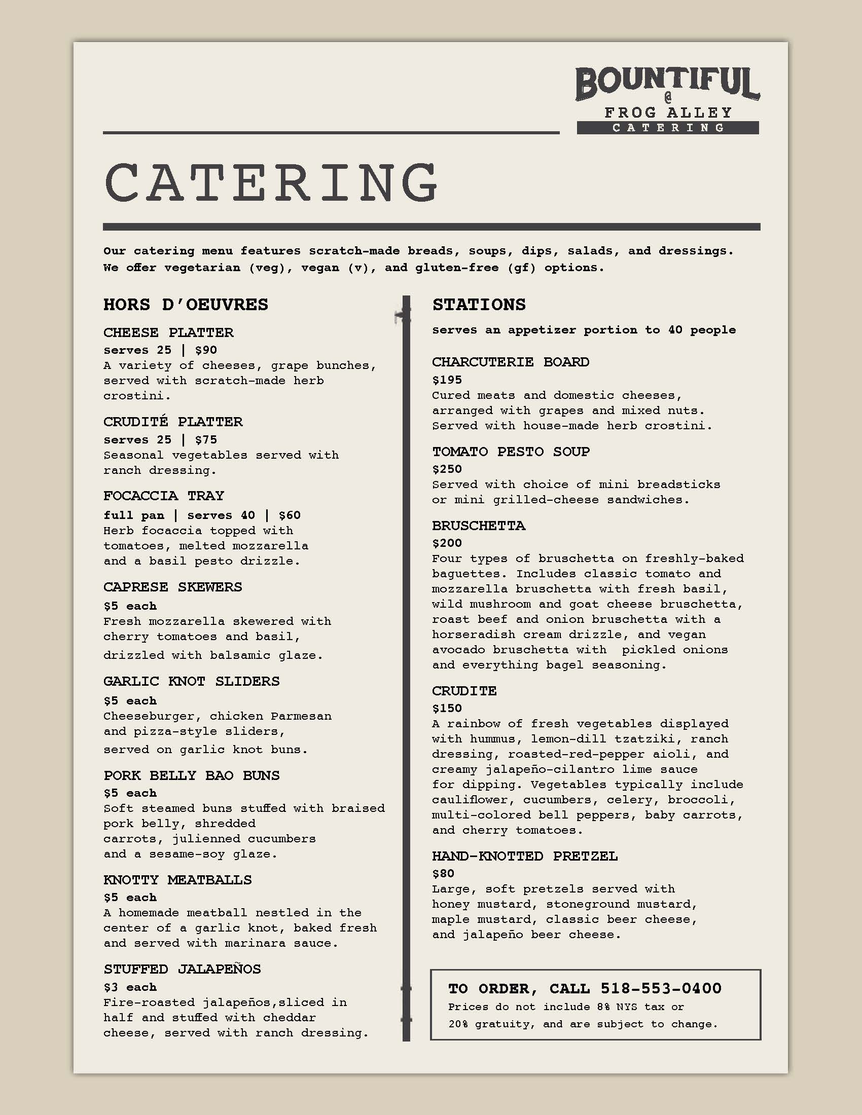 Catering Menu – Bountiful Bread
