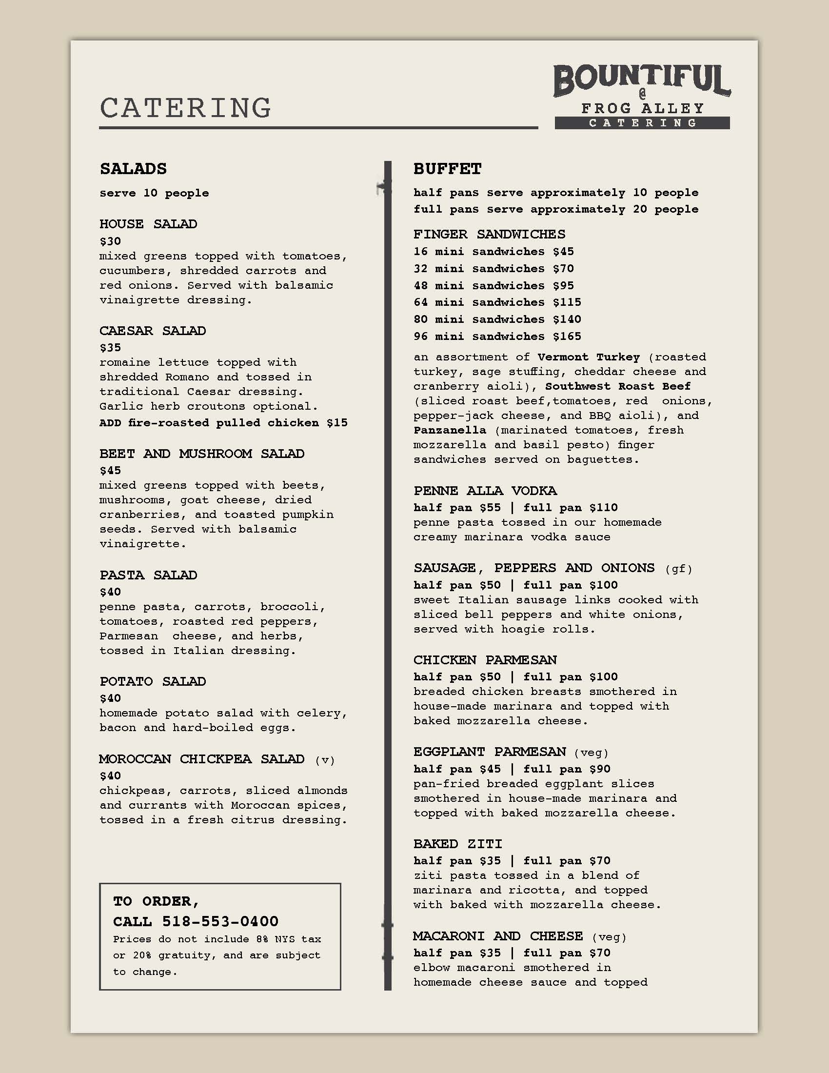Catering Menu – Bountiful Bread