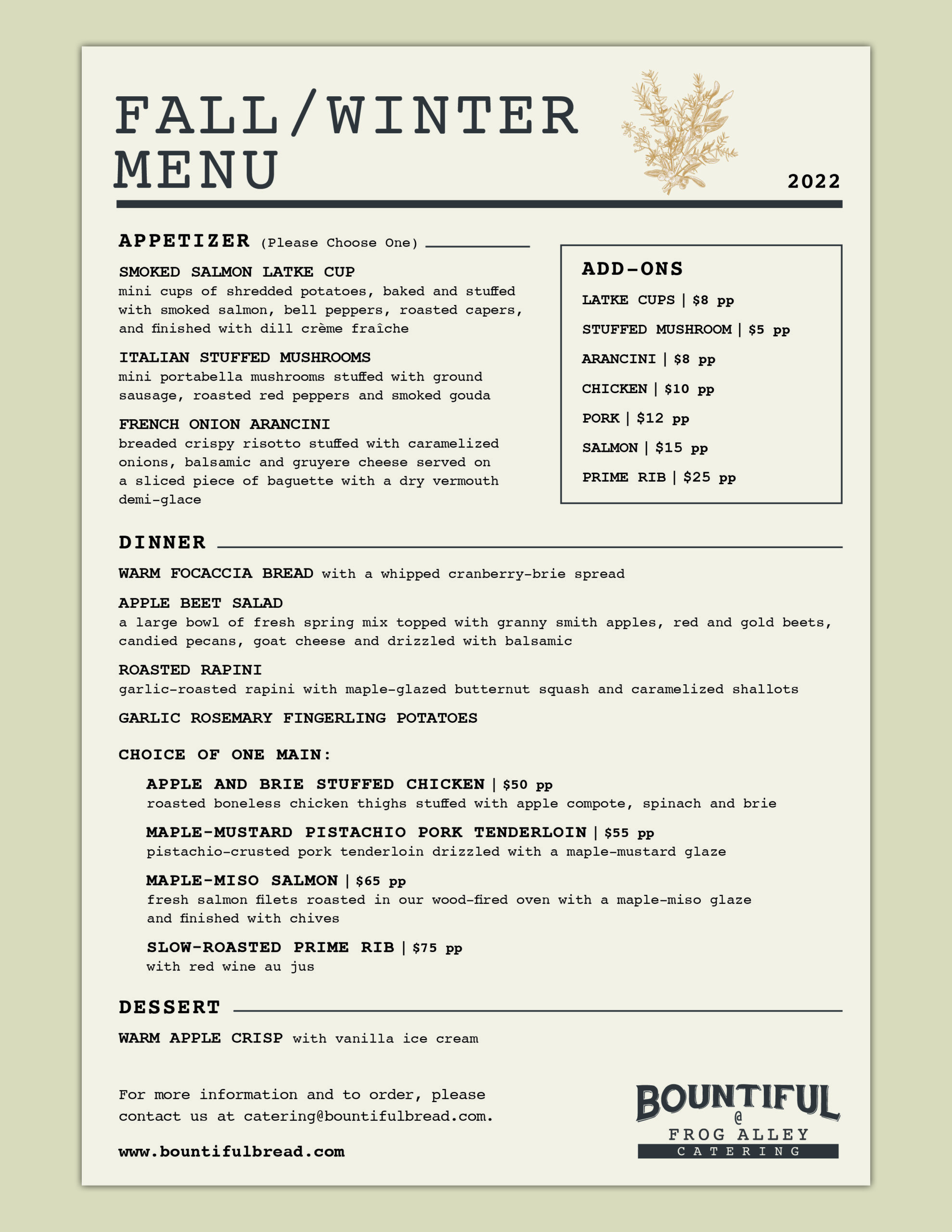 Catering Menu – Bountiful Bread